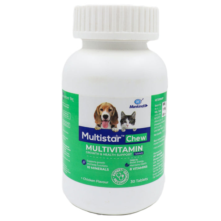 Mankind Multistar Chew tablets Multivitamin Supplement for Dogs and Ca ...