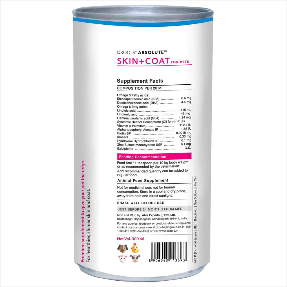 Absolute Skin & Coat Syrup 300 ML - Enhance Your Pet's Skin & Coat ...
